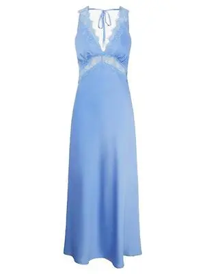 OMNES Aurelia Lace-trim Maxi Dress - Blue