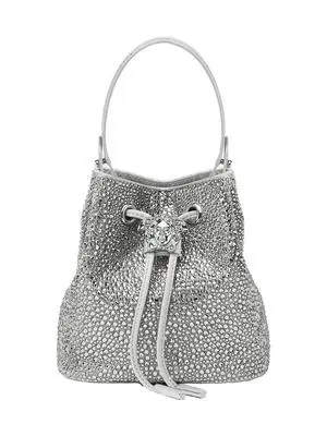 Versace La Medusa Embellished Satin Mini Bucket Bag - Silver