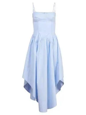 FLEUR DU MAL Poplin Cupped Midi Dress - Stripe Sky