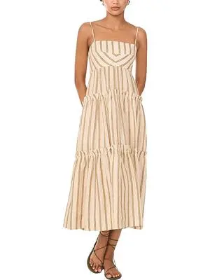 1.State Square Neck Tiered Dress - Sand