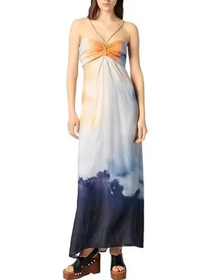 Maje Tie-dye Maxi Dress - Blue Tie Dye Print