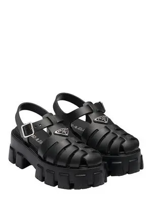 Prada Rubber Monolith Sandals - Black