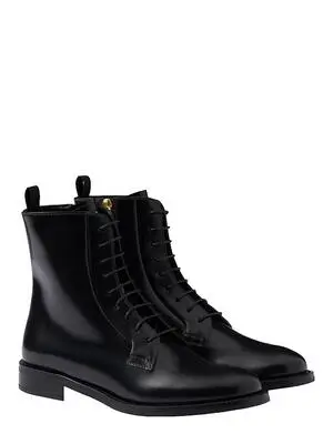 Prada Brushed Leather Ankle Boots - Black