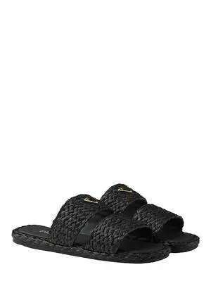 Prada Raffia Slides - Black