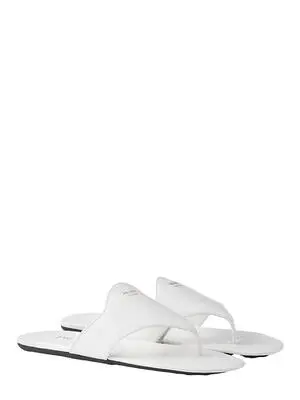 Prada Brushed Leather Thong Sandals - White