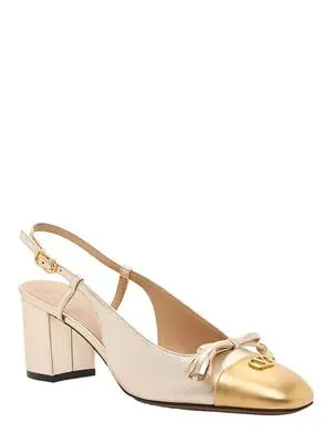 Valentino Garavani VLogo Valet Du Roi Slingback Pumps Silver/gold