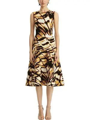 Oscar De La Renta Butterfly Jacquard Knit Dress - Black Multi