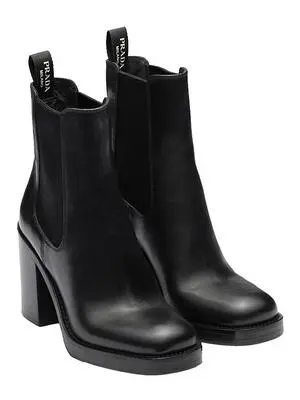 Prada Leather Booties - Black