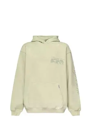 REPRESENT Logo-print Cotton Hoodie - Green