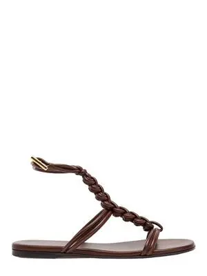 GIANVITO ROSSI Capua Braided Leather Sandals - Brown