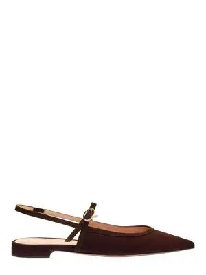 GIANVITO ROSSI Suede Slingback Flats - Burgundy