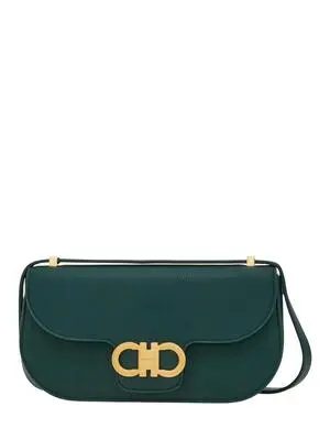 FERRAGAMO Double Gancini East-West Crossbody Bag Green