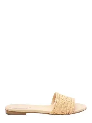Fendi Raffia Flat Slides - Neutrals