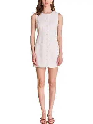 Endless Rose Button Front Sleeveless Linen Blend Minidress - White