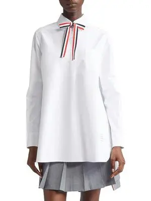 Thom Browne Bow Tie Cotton Oxford Shirt - White