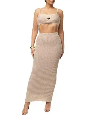 JLUXLABEL Sunny Crop Top And Skirt - Gold