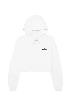 DALIX Salty Fleece Cropped Hoodie - White