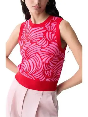 Deluc Thyago Abstract Jacquard Sleeveless Sweater - Red With Pink Details