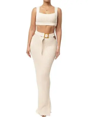 JLUXLABEL Nikole Crop Top And Skirt Set - Ivory