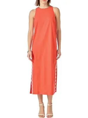 English Factory Rickrack Trim Sleeveless Midi Dress - Orange