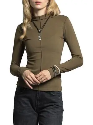 WEEKEND LOS ANGELES Marisol Mock Neck Top - Dark Oregano