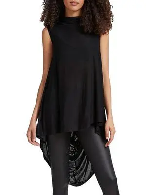MARCELLA Ines Drape Sleeveless High-low Tunic Top - Black