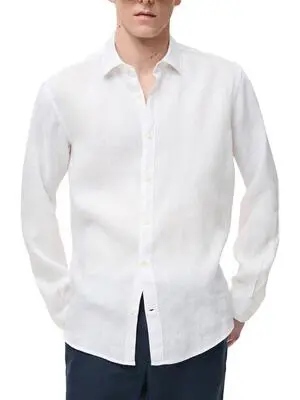 Mango Regular Fit Linen Button-up Shirt - White