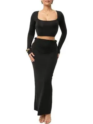 JLUXLABEL Geneva Crop Top & Skirt Set - Black