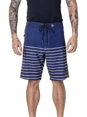 VAST Elements Micro Stripe Ii Stretch Board Shorts - Navy Multi