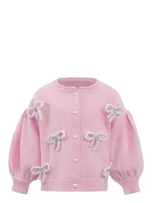 LOLA + THE BOYS Pearl Bow Cardigan - Pink