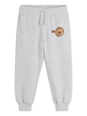 MINI RODINI Gray Jogging Pants With Flundra Print - Grey