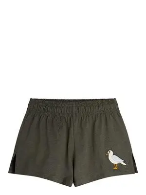 MINI RODINI Washed Shorts With Embroidery - Black