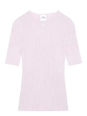 COURREGES Short-sleeve Ribbed Sweater - Pink