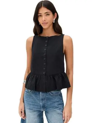 ALIGNE Penelope Linen Top - Black