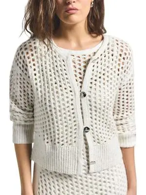 Derek Lam 10 Crosby Syvie Sequin Crochet Cardigan - White