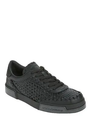 Dolce & Gabbana Portofino Woven Leather Sneakers - 8t763 Nero/ Nero/ Nero