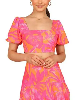 PETAL & PUP Addison Tropical Floral Crop Top - Pink Tropics