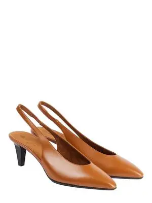 Loro Piana Rebecca Leather Slingback Pumps - Brown