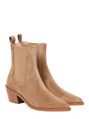 GIANVITO ROSSI Wylie 45 Suede Ankle Boots - Beige