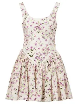 AGUA BENDITA Floral Cotton Mini Dress