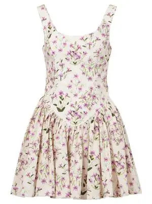 Agua Bendita Floral Cotton Mini Dress Multicoloured