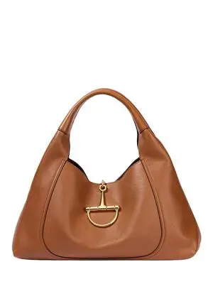 Gucci Softbit Large Leather Shoulder Bag - Brown