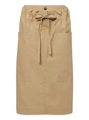 TOD'S Tie-detail Coated Cotton Midi Skirt - Beige