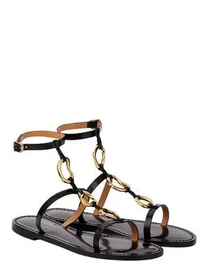 AMANU Bazaruto Embellished Leather Sandals - Black