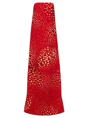 Dries Van Noten Printed Strapless Maxi Dress - Red