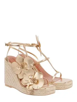 Zimmermann Orchid 110 Metallic Leather Wedge Sandals - Gold