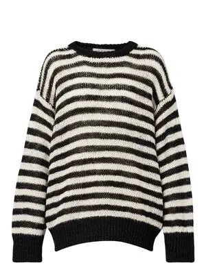 RÓHE Striped Linen-blend Sweater - White