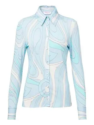 Emilio Pucci Marmo Satin Jersey Shirt - Blue