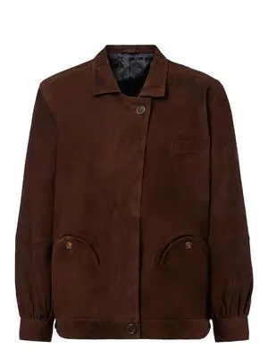 BLAZÉ MILANO Cleo Suede Bomber Jacket - Brown