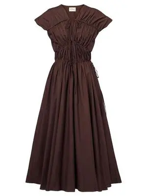 Tove Ceres Gathered Midi Dress - Brown